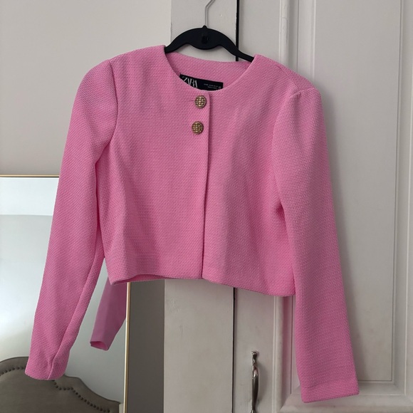 Zara | Jackets & Coats | Zara Pink Tweed Jacket | Poshmark